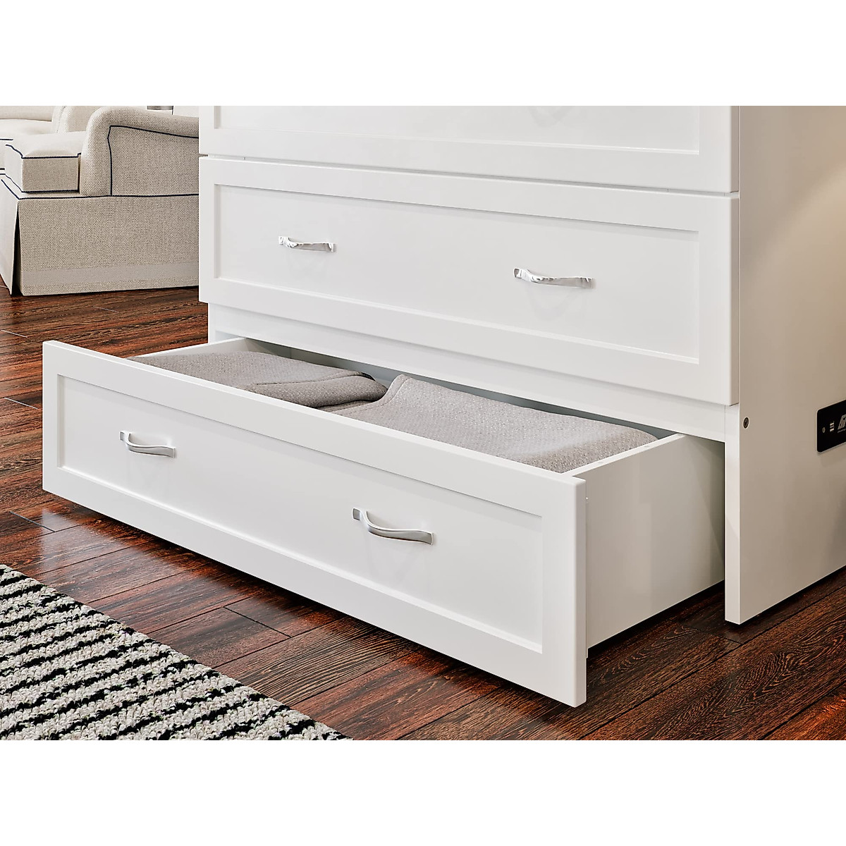 AFI, Vivian Murphy Bed Chest Twin XL with Storage Drawer and Built-in USB Charger, White