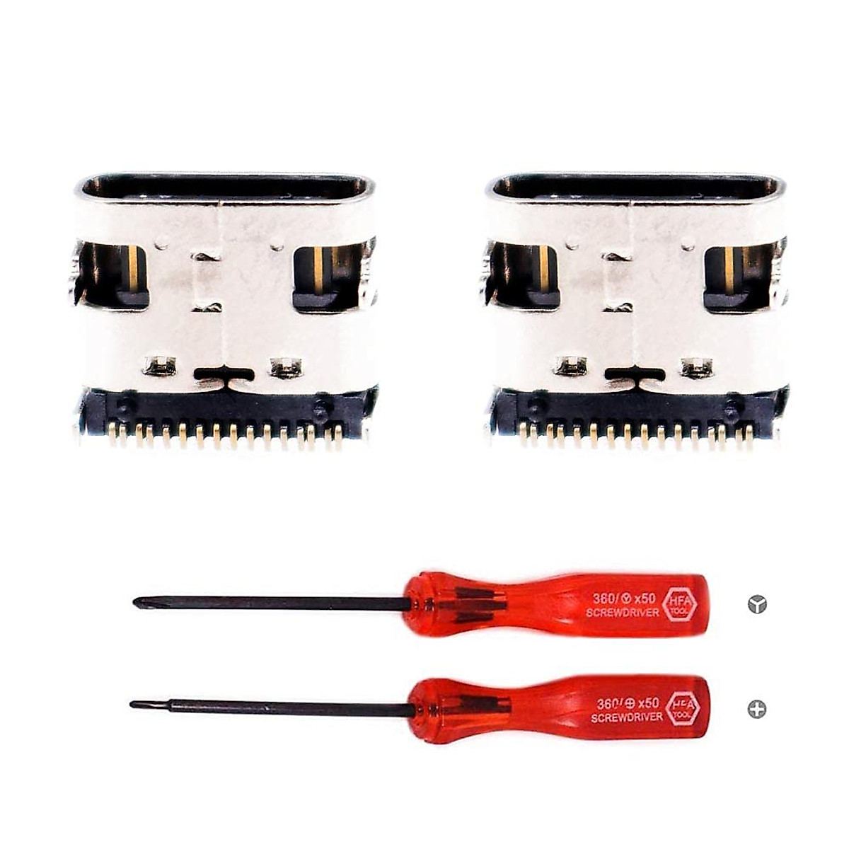 Rinbers Pack of 2 USB Type-C Charging Port Charger Socket Power Jack Replacement for Sony Playstation 5 DualSense PS5 Wireless Controller with Opening Tools