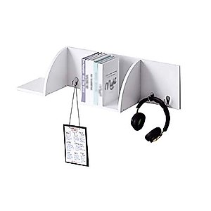 PIBM Stylish Simplicity Shelf Wall Mounted Floating Rack Shelves Partition Bookshelf Simple Hook up Coat Rack Living Room Bedroom,2 Colours, White , 82.3x20x20cm