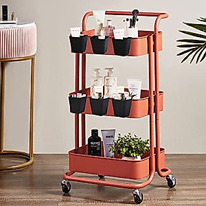 Fvstar 8pcs Hanging Cup Holder,Utility Rolling Cart Organizer Accessories,Hanging Makeup Pencil Holder,Space Saving Kitchen Storage Bins,Hanging Buckets for Art Craft Supplies (Black)