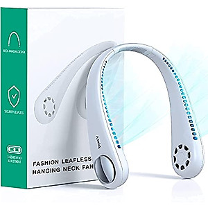 Anwick Portable Neck Fan, Hands Free Bladeless Personal Fan, 3 Speed Leafless Rechargeable USB Wearable Cooling Fan, 360° Cooling Hanging Fan, Women Men Office Travel