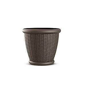 Suncast Willow 18 Inch Diameter Resin Decorative Wicker Patio Planter Pot, Java
