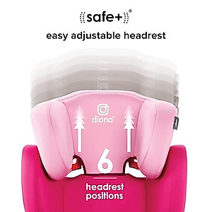 Diono Cambria 2 XL, Dual Latch Connectors, 2-in-1 Belt Positioning Booster Seat, High-Back to Backless Booster, Space and Room to Grow, 7 Headrest Positions, 8 Years 1 Booster Seat, Pink
