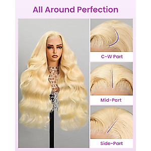 Arabella 613 Lace Front Wig Human Hair 13x4 Blonde Lace Front Wigs Human Hair 210% Density Body Wave 613 Frontal Wig Pre Plucked With Baby Hair (20inch, 613 13X4 body wave wig)