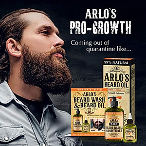 Arlo's 2-in-1 Pro-Growth Beard Wash and Conditioner 12 oz with Pro-Growth Beard Oil 2-PC Kit