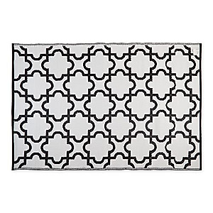 DII Reversible Outdoor Lattice Woven Rug, 4x6 Ft, Black