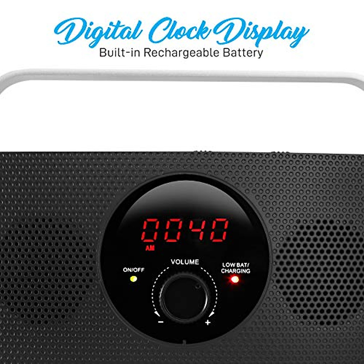 Pyle Wireless TV Listening Speaker - Hi-Fi Bedside Digital Assisted TV Amplifier for Hearing Impaired, Portable Speaker for Seniors w/Audio in, Optical in, Headphone Jack, Clock Display - PTVSP50BK
