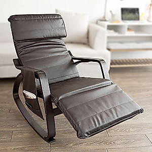 Haotian New Relax Rocking Chair Lounge Chair with Adjustable Footrest and Removable Side Bag, FST20-BR