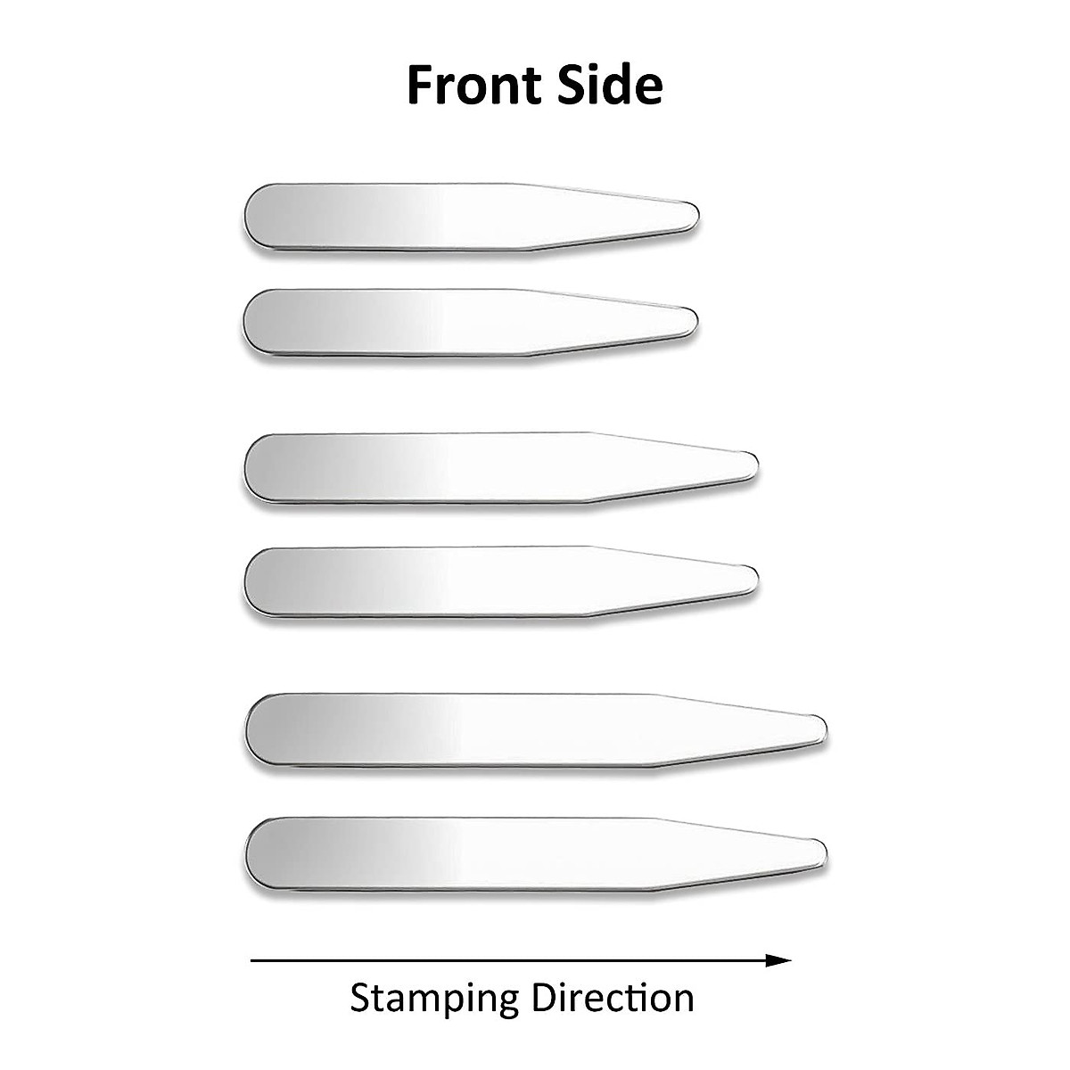 BOPREINA 6pcs Personalized Custom Metal Collar Stays for Men Stainless Steel Dress Shirt Collar Stays for Men, 3 Sizes