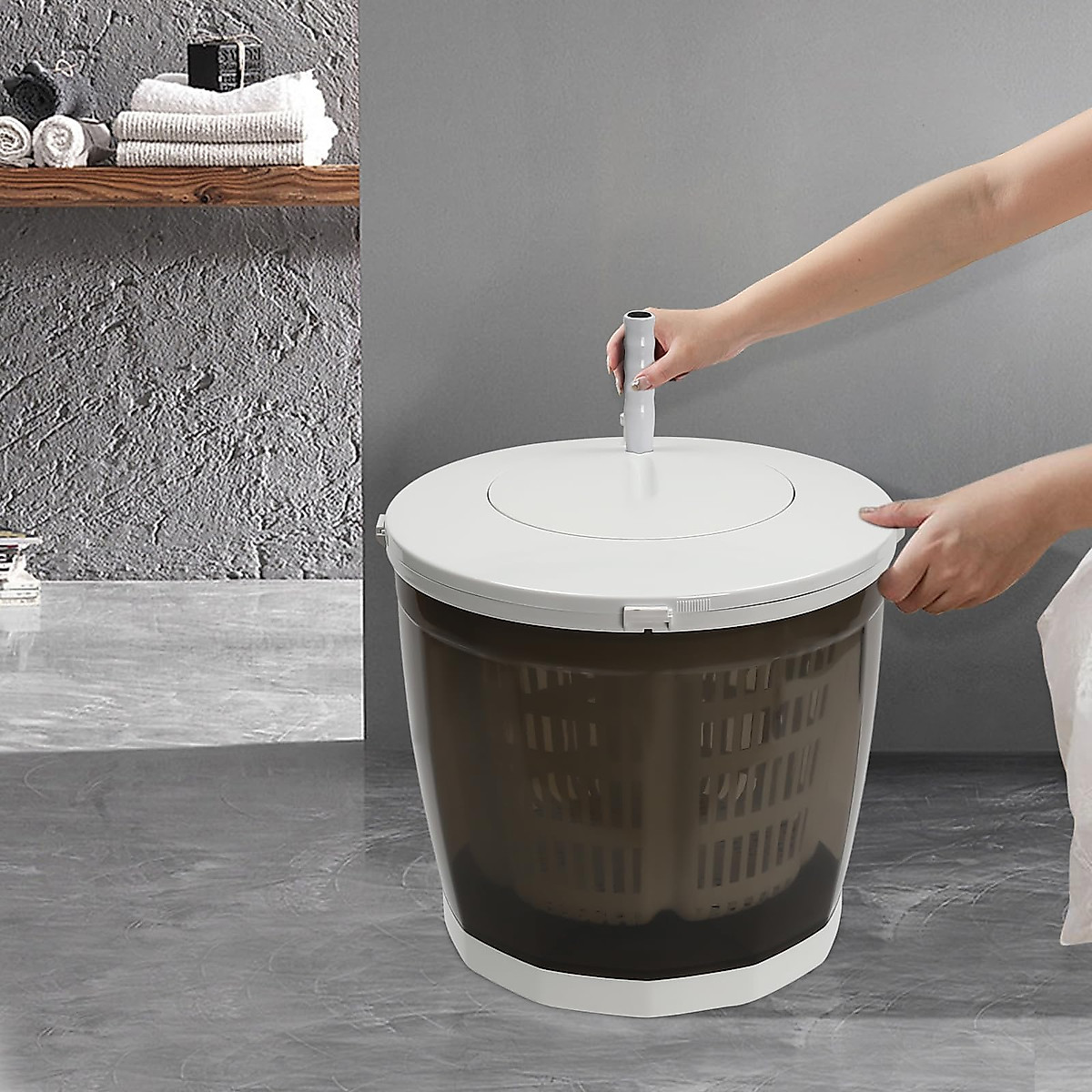 Portable Washing Machine, 2 in 1 Manual Non-Electric Washing Machine, Clothes Spin Dryer, Mini Traveling Outdoor Washing Machine, Compact Washer Spin Dryer (Grey)