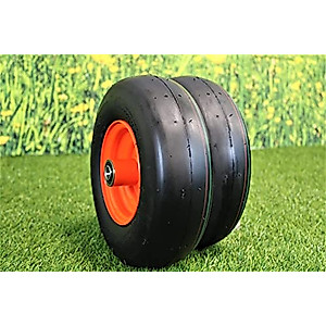 (Set of 2) 11x4.00-5 Tires & 5.25 Kubota Orange Wheels 4 Ply for Lawn & Garden Mower