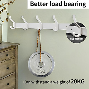 STAOVA 2 Pack Coat Rack Wall Mount,17.3 in Wall Hooks for Hanging, Coat Hanger Wall Mount Towel Rack Hat Rack for Wall with 10 Hooks for Entryway, Bedroom, Bathroom (White)