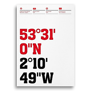 Manchester U. Football Stadium Coordinates Typography Prints and Posters, Personalized Soccer Gifts