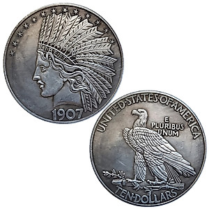 MarshLing Antique Liberty Indian Head Ten-Dollars Coin - Rare Coins Coins for Collectors Uncirculated Morgan Silver Dollars (Silver)