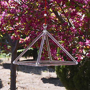 Joysense Clear Quartz Crystal Singing Pyramid 8 inch With Crystal Singing Bowl Striker and Carrying Case