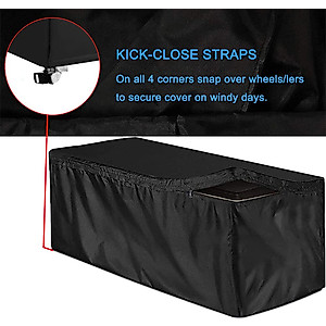 Patio Deck Box Cover Skyour Heavy Duty 420D Oxford Waterproof Bench Outdoor Storage Deck Boxes Covers Garden Furniture Table Ottoman Dust Cover (Black, L: 62x32x28in)