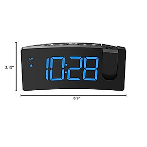 GOLOZA Projection Alarm Clock, Digital Clock with 180° Rotatable Projector, 3-Level Brightness Dimmer, Clear LED Display, USB Charger, Progressive Volume, 9mins Snooze,12/24H, for Bedroom