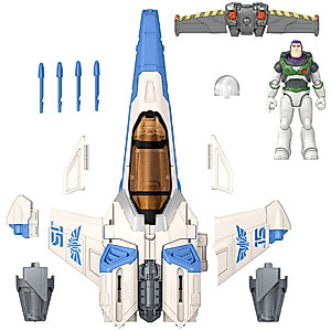 Mattel Disney and Pixar Lightyear Vehicle & Figure Toy, 20-in XL-15 Spaceship with 5-in Buzz Figure, Eject Action & Projectiles