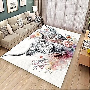 ALFUSA Animal Mushroom Skull Area Rug Indoor Print Carpet Non Slip Kitchen Living Room Bedroom Dining Room