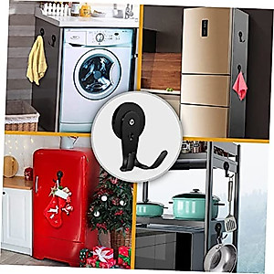 ABOOFAN 2pcs Wall Front Scarf Party Round Refrigerator Multi-Functional Door Wall-Mounted Bags Cup Duty Utility Towels Living Daily Hanger Black Mounted Prong Bag Hangers Use Wreath for