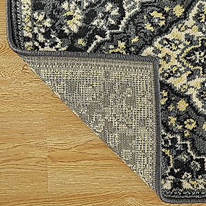 WESTLOOM 8x10 Indoor Living Room Bedroom Large Area Rug Medallion Collection Area Rug Non-Shedding Oriental Traditional Area Rug, Grey