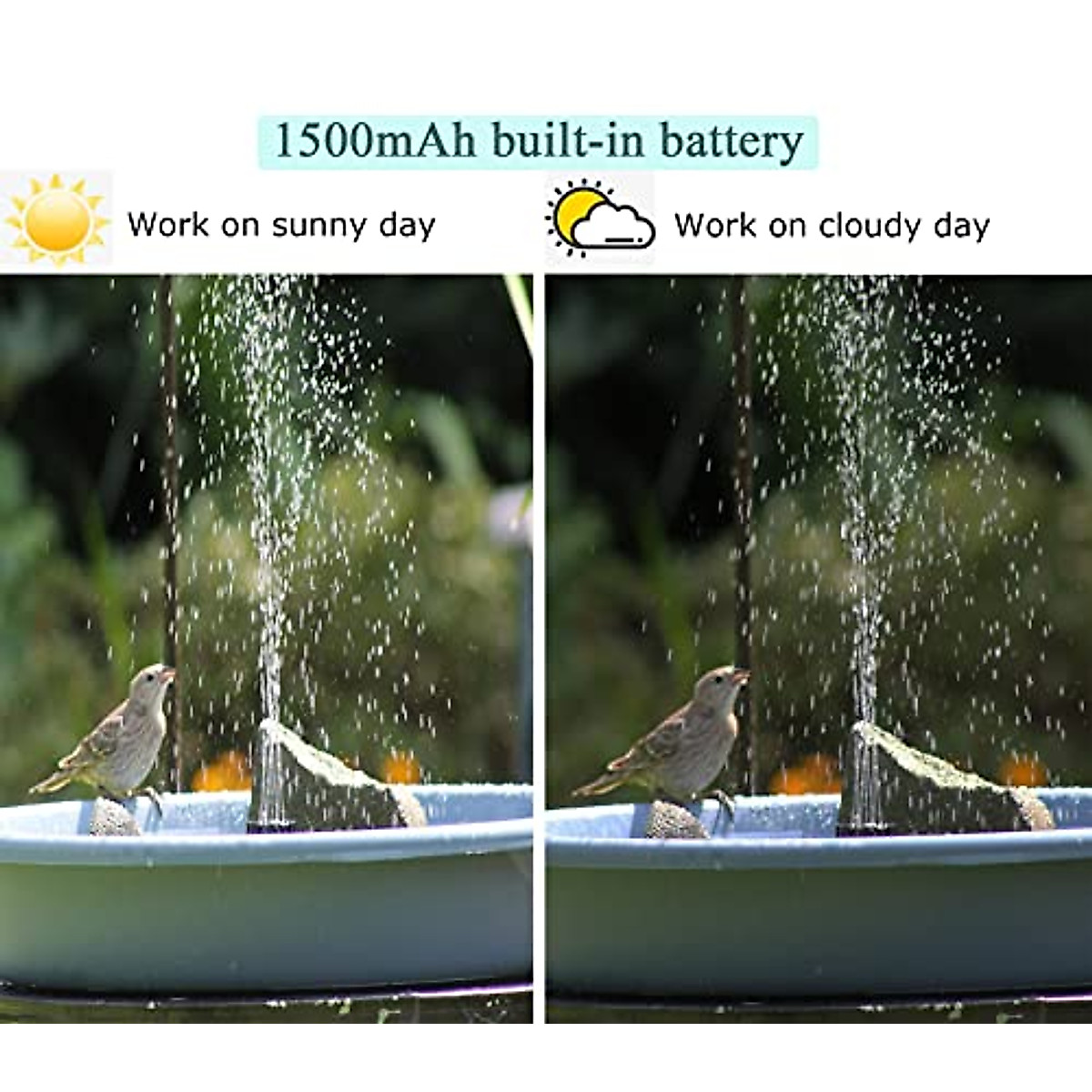 Lewisia 6W Solar Fountain Pump with Battery Backup for Patio Pool Koi Pond Bird Bath Garden Decoration Submersible Solar Powered Water Pump Kit