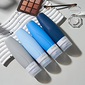 INSFIT Portable Travel Bottles TSA Approved, 3oz Travel Size Toiletries Containers, Leak Proof Carry on Bottles for Liquids BPA Free Squeezable Silicone Tubes, Travel Accessories for Shampoo Blue