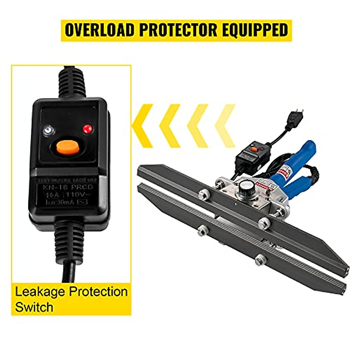 Mophorn Heat Crimp Sealer FKR-400 16" Bag Crimper 500W/110V Portable Hand Held Heat Crimper Sealer w/ 0-250℃ Temperature Control For Mylar Bag,Foil Bag, Cellophane Bag, Kraft Paper Bag, BOPP Bag