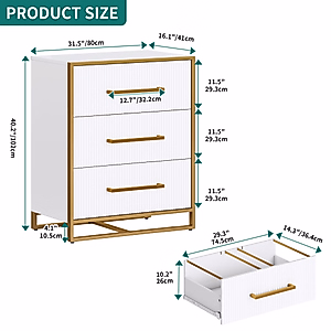 YITAHOME 3 Drawer File Cabinet, Large Lateral Filing Cabinet, 3 Drawer for Bedroom, Dressers & Chests of Drawers, Home Office Closet Dresser Wood Nightstand Storage Cabinet, White
