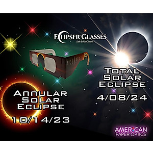 The Eclipser American Paper Optics Glasses - Burning Sun Eclipse Glasses - Eye Protection Glasses for Solar Viewing - Solar Eclipse Glasses for School Science Fairs & Solar Eclipse Viewing - 5 Pack
