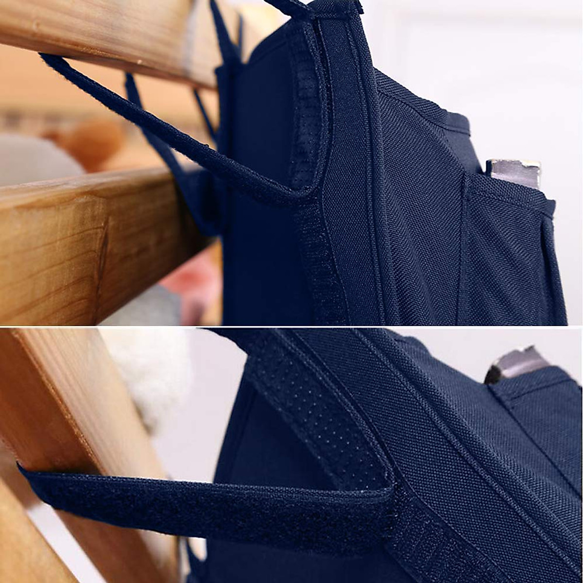 Bunk Bed Organizer, Bedside Storage Caddy Bed Storage Pocket Bedside Organizer Hanging Bunk Organizer for Camp Dorm Room Hospital Bed Rail and More (Navy Blue)