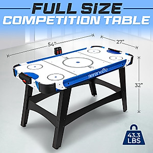 SereneLife 58" Air Hockey Game Table with Motor, Digital LED Scoreboard, Puck Dispenser & Complete Accessories