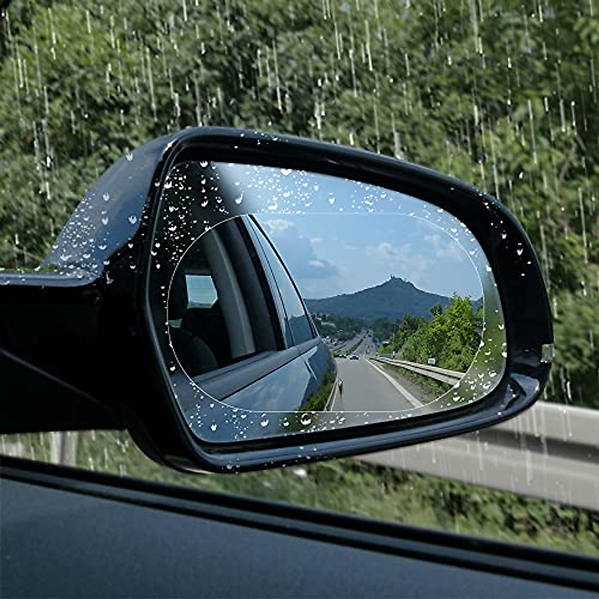X AUTOHAUX 2pcs Oval Car Rearview Mirror Nano Film Anti Rain Waterproof Side Window Clear Protective Sticker 150mm x 98mm