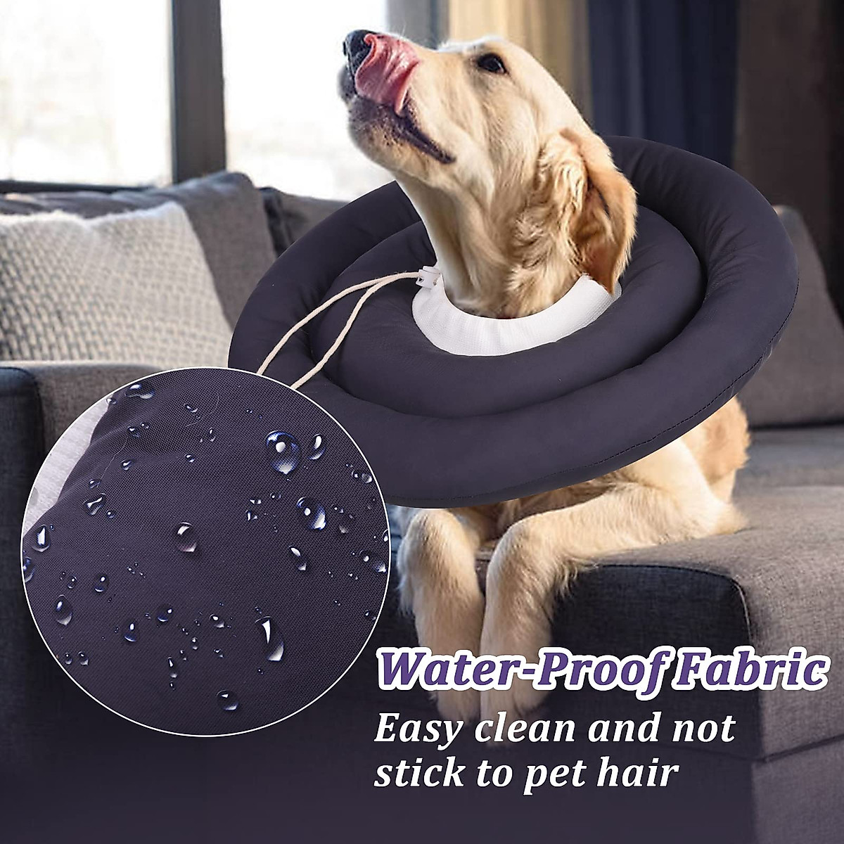 IDOMIK Dog Recovery Collar, Waterproof Soft Dog Cone After Surgery, Comfy Protective Elizabethan Collar Alternative for Dogs Cats, Adjustable Dog Neck Donut Collar Cone Anti-Licking Biting Wounds