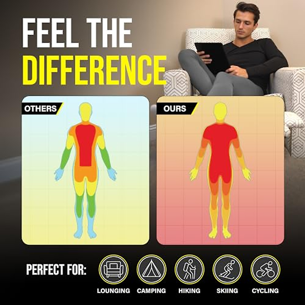 Thermajohn Thermal Shirts for Men V Neck Long Sleeve Thermal Compression Shirts for Men Base Layer Cold Weather (Black, X-Large)