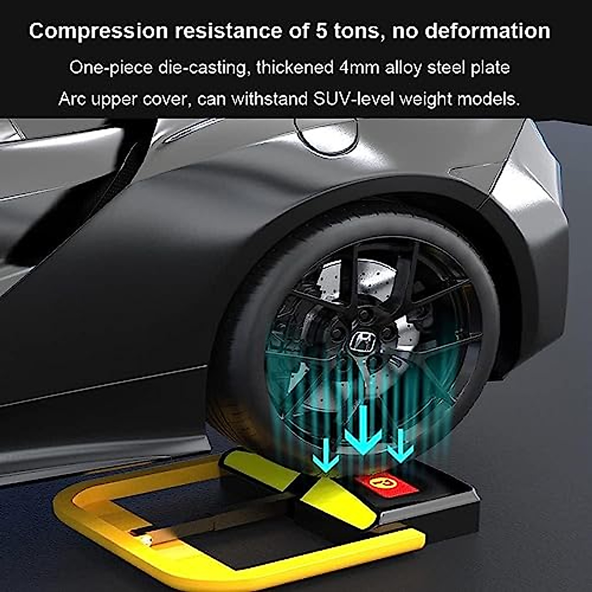 Parking Barrier Post Safety Bollard Remote Control Parking Lock, Automatic Barrier Alarmed Carport Tool Electric Parking Barrier, Mini Security Post for Driveways Carports, Parking Space Lock Folding