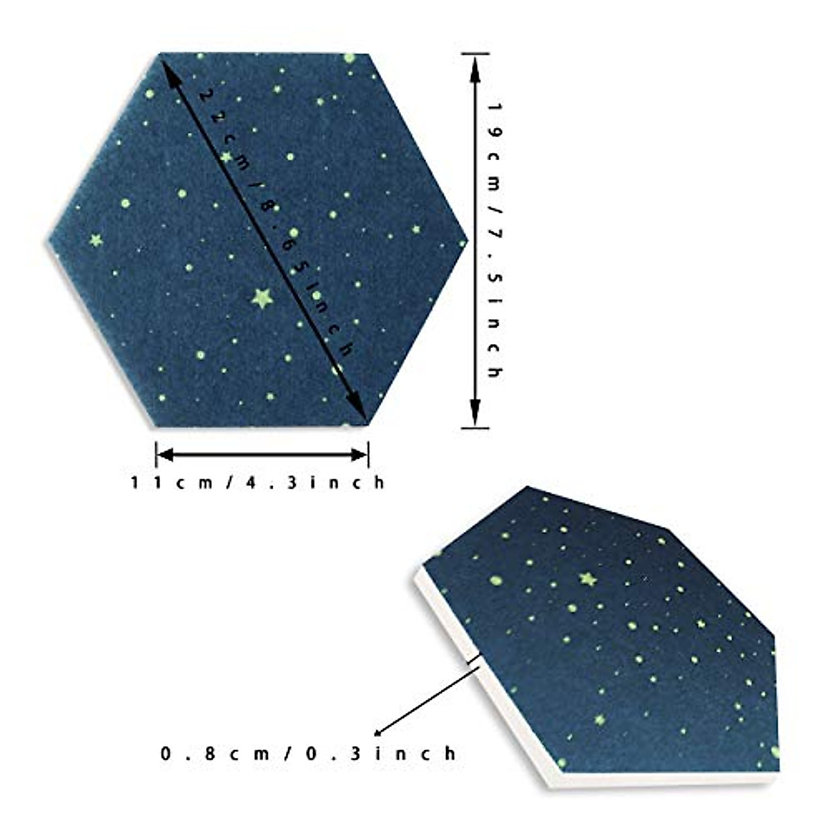 Fovasen Hexagon Felt Board Tiles Self Adhesive Wall Bulletin Boards Felt Memo Board Notice Board Felt Pin Board Tiles with Push Pins for Home Office Classroom Wall Decal Creative Decor, Star 8 Pcs