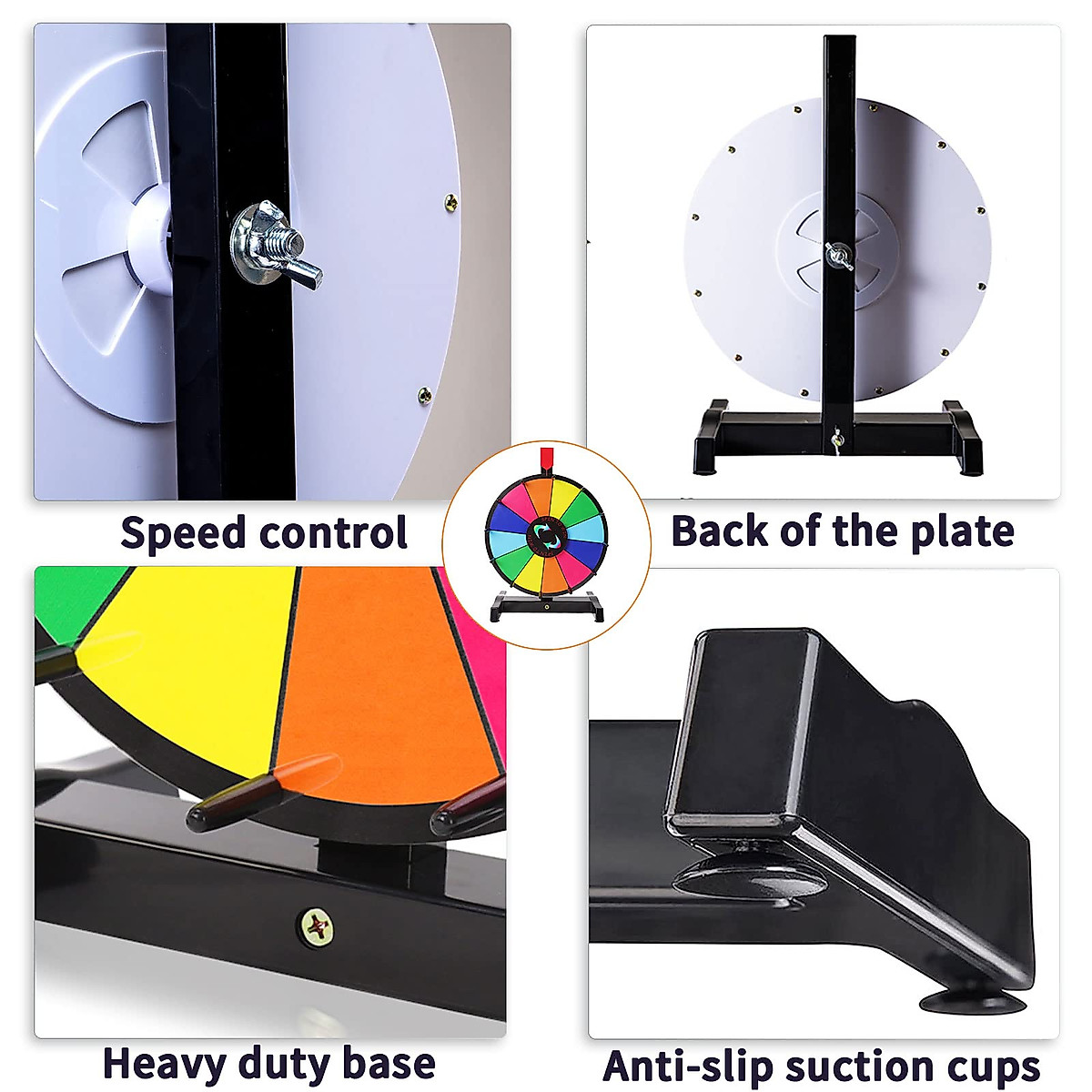 Hooomyai 12" Tabletop Spinning Prize Wheel 12 Slots Heavy Duty Editable Spinning Wheel with Dry Erase Markers & Eraser for Fortune Spin Game Tradeshow Carnival