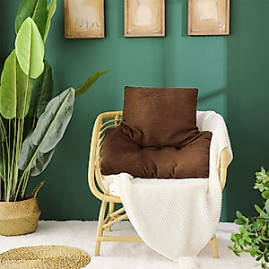 Weysat Fleece Back Support Pillow for Recliners, Chair Cushion Lumbar Support Reading Corner Pillow for Office Couch Sofa Low Back Pain Relief Rest(Brown)