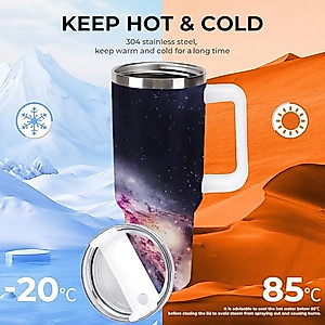 Night Galaxy Outer-Space Tumbler with Handle Travel Mug Water Bottle Tea Coffee Cup White-style