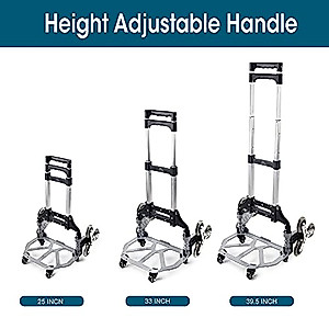LEADALLWAY Shopping Carts for Groceries with 6+4 Wheels Portable Telescopic Handle Aluminum Stair Climbing Cart (with Rope+Shopping Bag)