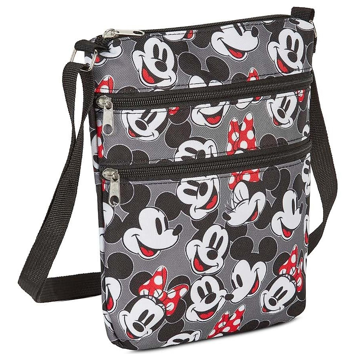 Disney Crossbody Bag Mickey & Minnie Mouse Travel Passport (Mickey Minnie Grey)