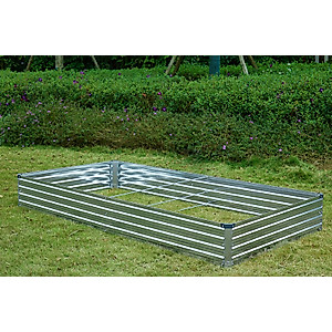 Meberam 2 Pack 6x3x1FT Galvanized Raised Garden Beds Kit Outdoor Metal Gardening Planter Box for Vegetable Elevated Flower Herbs,Silver