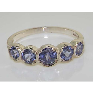 925 Sterling Silver Natural Tanzanite Womens Band Ring - Sizes 4 to 12 Available