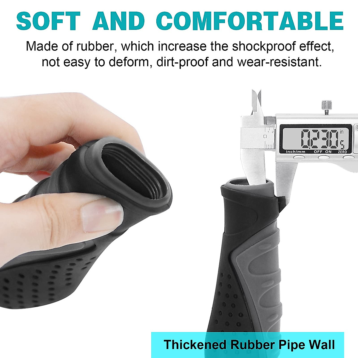 TRELC Antislip Bicycle Handlebars Grips Protector For Bicycle/ Mountain Bike/ Road Bike/ Folding Bike (Black+Grey)