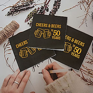 Cheers to 50 Years Napkins Pack of 50 Happy 50th Birthday Cocktail Napkins 50th Wedding Anniversary Paper Disposable Party Napkins Beverage Napkins 3 Ply