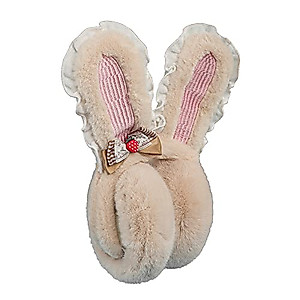 JIAHG Women Girls Plush Rabbit Ear Winter Earmuffs Soft Faux Fur Ear Warmers Adjustable for Adults Kids Thermal Ear Cover Muffs