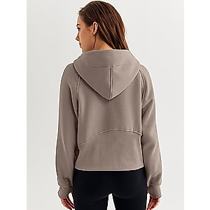 WYNNQUE Womens Hoodies Oversized Sweatshirts Half Quarter Zip Pullover Cropped Long Sleeve Fall Outfits Fashion Clothes Coffeegrey M