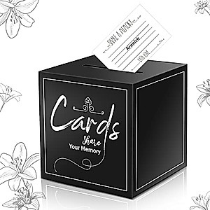 66 Pcs Funeral Guest Book Set Including Funeral Memorial Card Box Share a Memory Card Guest Book Pen Wooden Pen Holder Memory Table Signs Funeral Decorations Memory Signs for Funerals Farewell Party