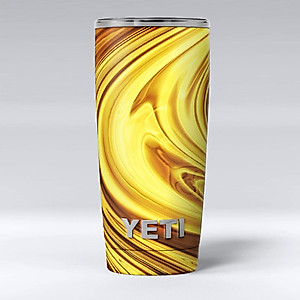 Design Skinz Swirling Liquid Gold - Skin Decal Vinyl Wrap Kit Compatible with The Yeti Rambler Cooler Tumbler Cups
